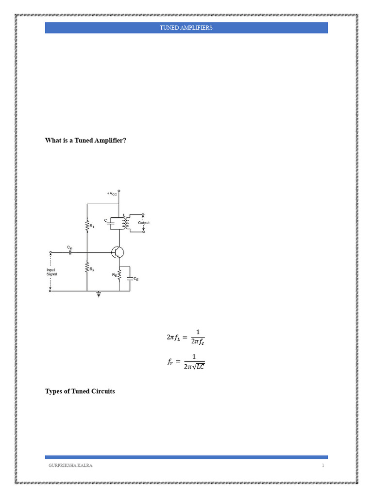 Tuned Amplifiers 044624 | PDF | Inductor | Electrical Impedance
