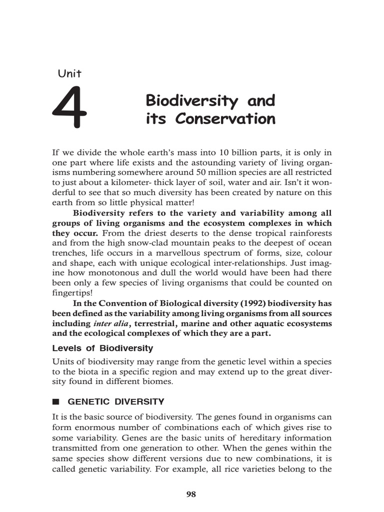 CHAPTER BIODIVERSITY Evs Sem3 | PDF | Biodiversity | Species