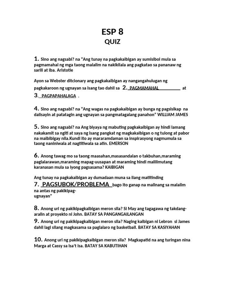 ESP 8 Quiz 102824 | PDF