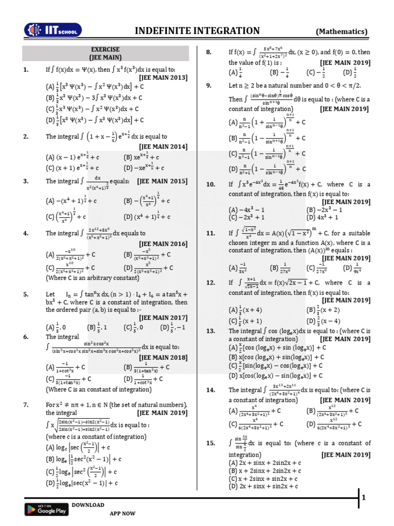 Sheet - 02 _ Indefinite Integration | PDF | Mathematics | Area