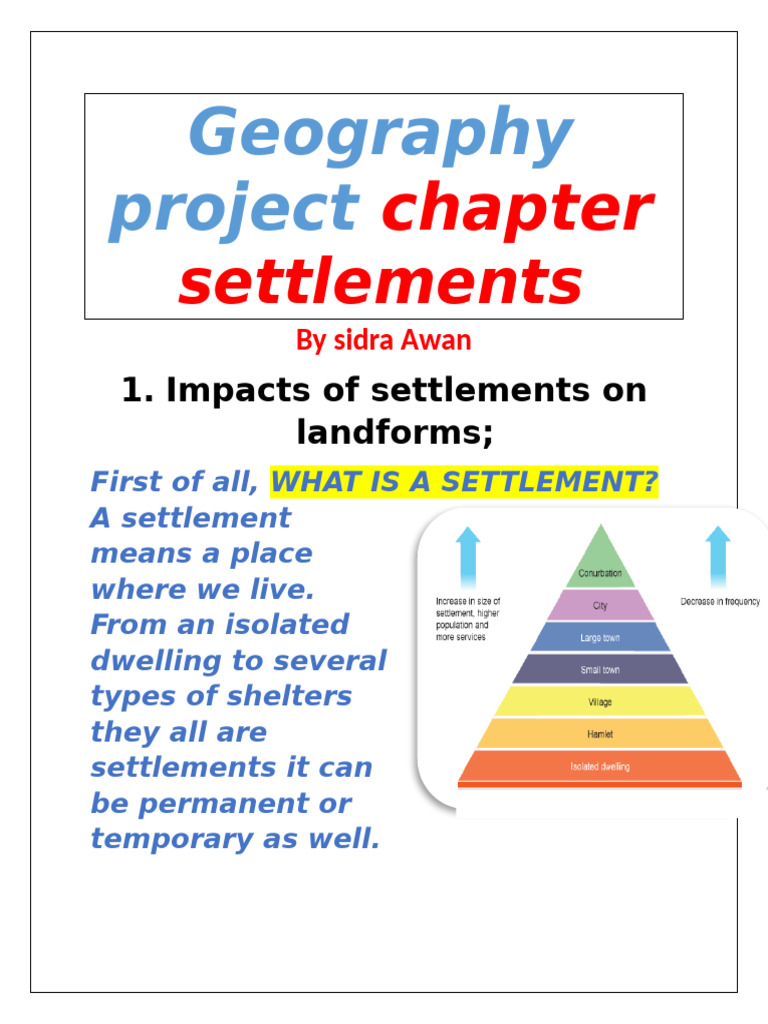 Geography Project Chapter Settlements | PDF