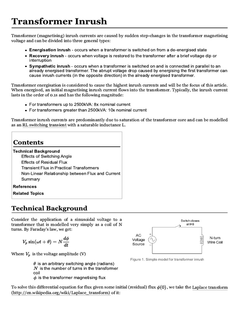 Transformer Inrush - Open Electrical | PDF