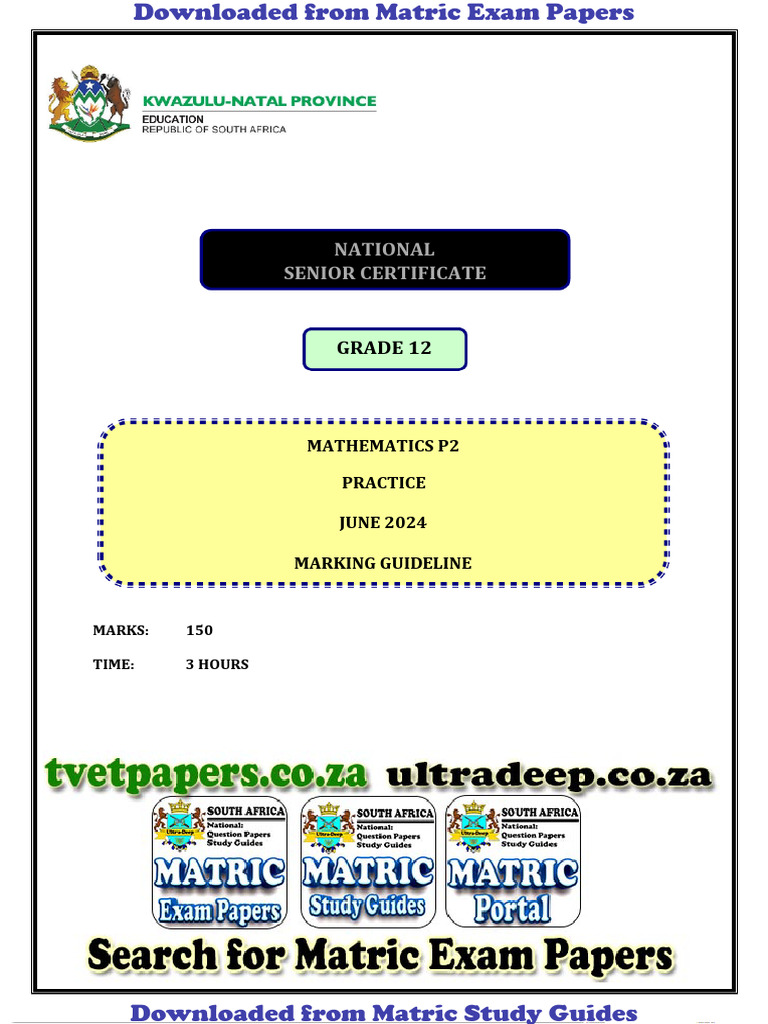 Grade 12 Math Paper 2 June Practice 2024 MEMO | PDF | Mathematics ...