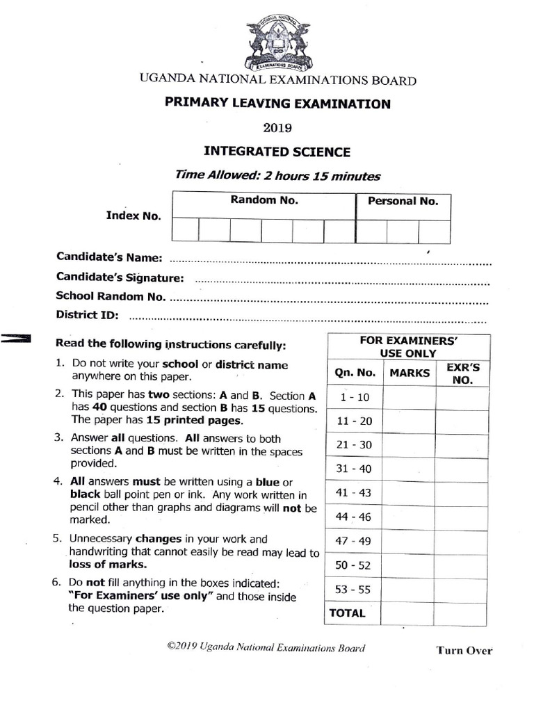 2019 PLE Science-Min - 241129 - 104003 | PDF | Goat | Water