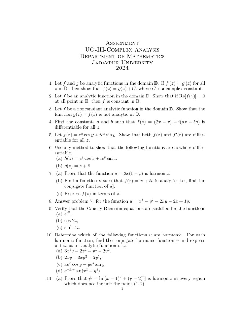 Questions on Complex Analysis | PDF