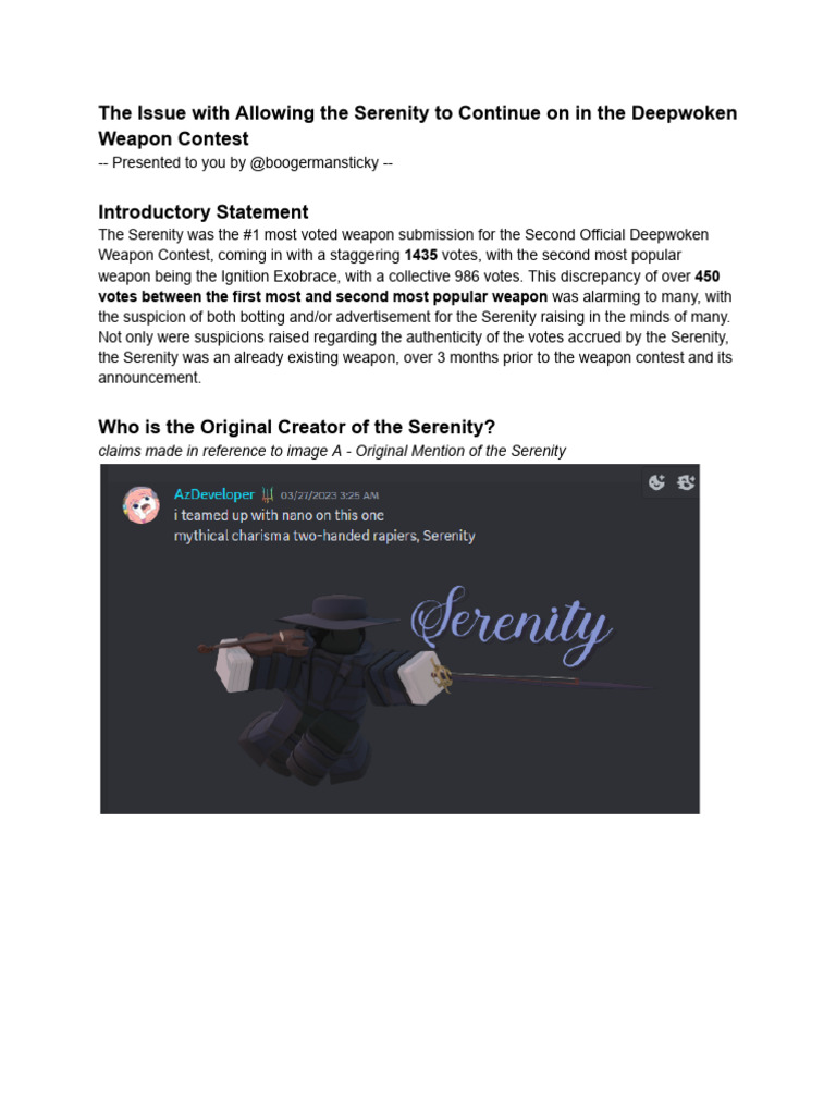 The Issue With Allowing The Serenity To Continue On in The Deepwoken ...