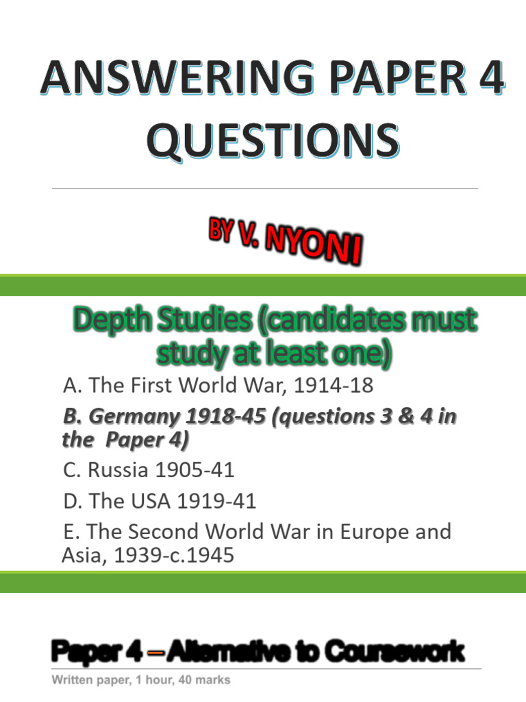 0470 Answering Paper 4 Questions 2024 | PDF | Weimar Republic | Anti ...