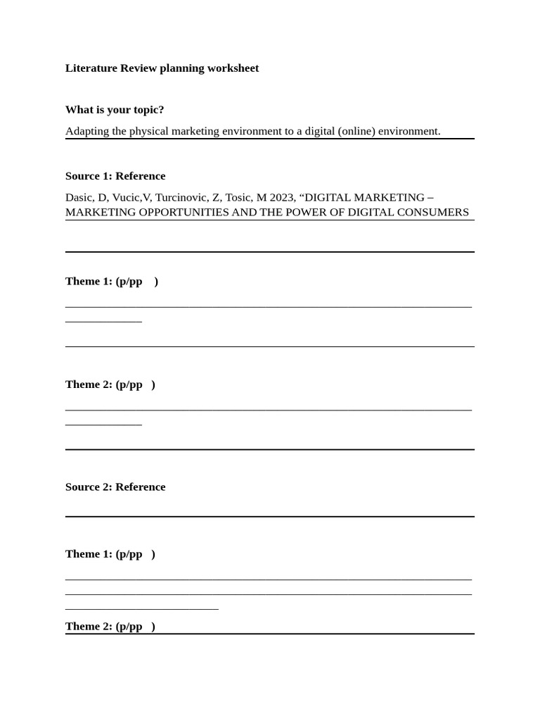 Literature Review Planning Worksheet (1) | PDF Literature Review Planning Worksheet (1) | PDF