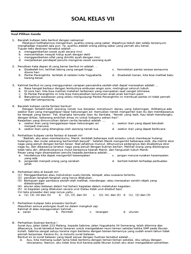 Lembar Soal Us KLS Vii 2022-2023 | PDF