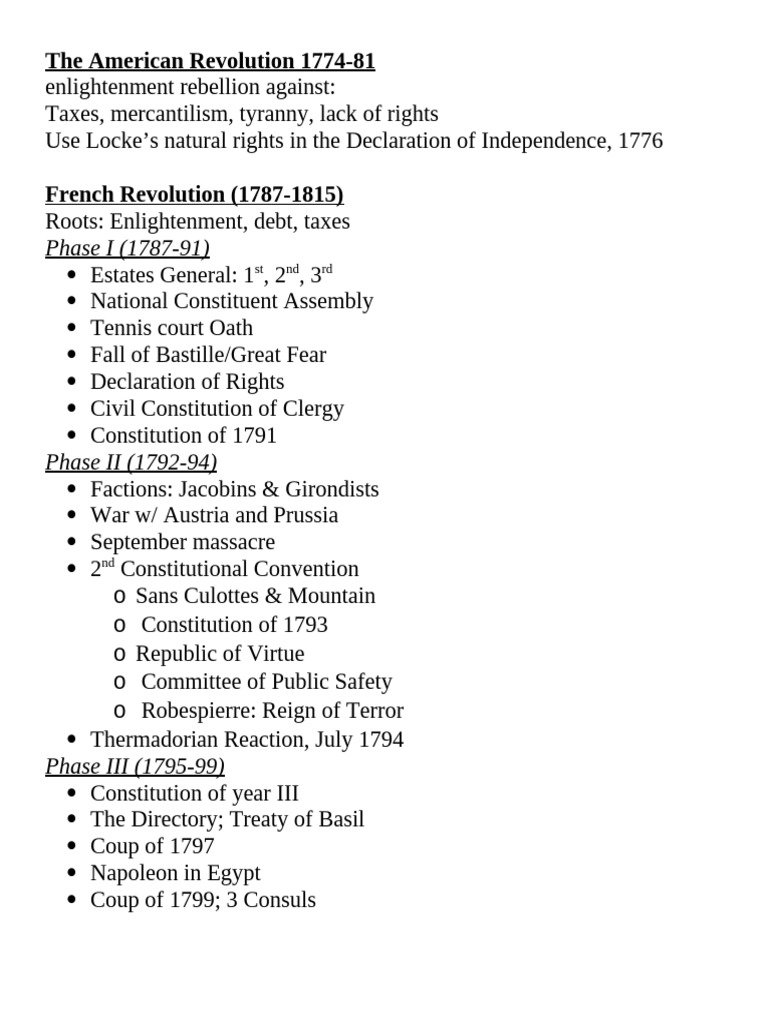 American and French Rev, Phases 1-3 | PDF