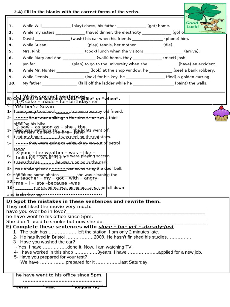 test with simple and past cont | PDF