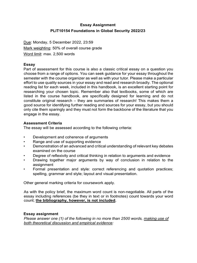 Essay Assignment | PDF | Essays | Argument