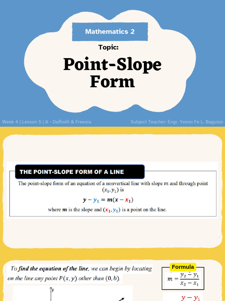 Math 2 - Lesson 5 Point-Slope Form | PDF
