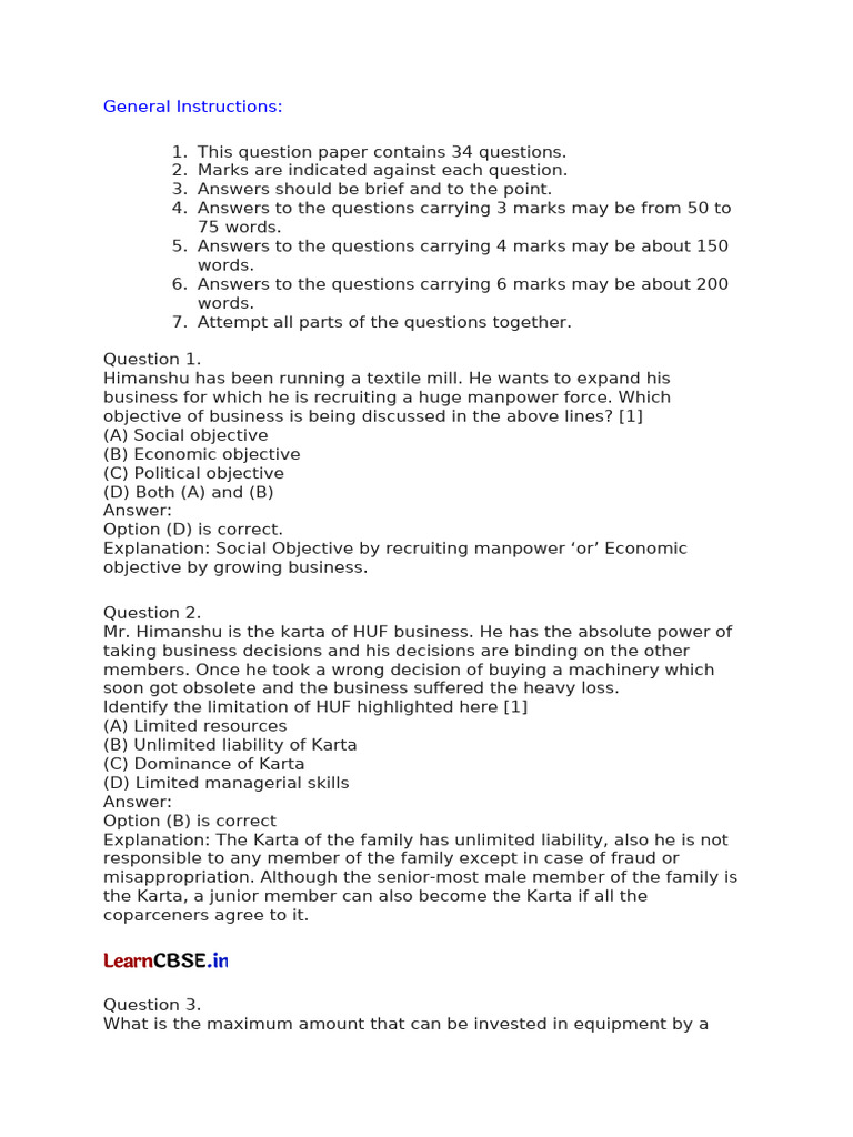 Sample Paper-I Xi BST With Ak | PDF | Dividend | Equity (Finance)