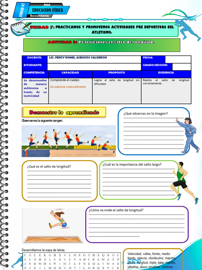 Ficha de Trabajo - 3º4° Act 3 E.fis U7 Sem3 | PDF | Modificación de comportamiento | Aprendizaje