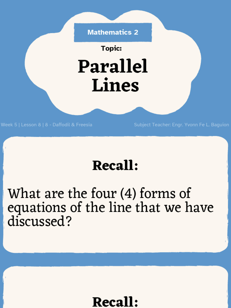 Math 2 - Lesson 8 Parallel Lines | PDF