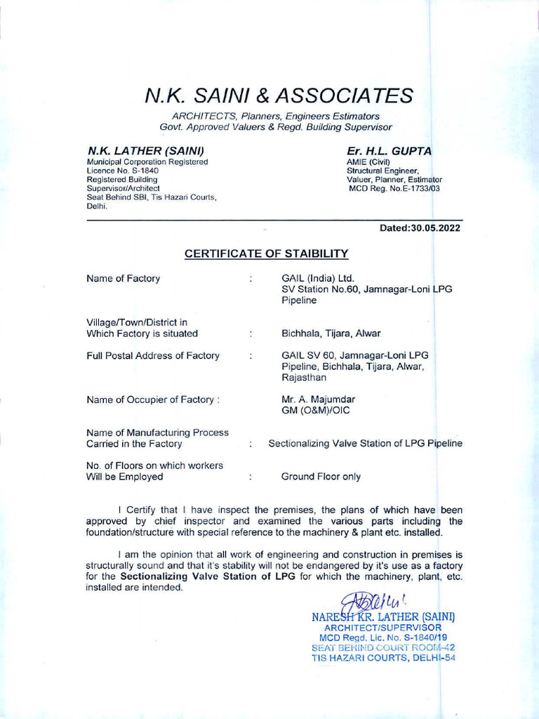 Certificate of Stability | PDF | Engineering | Real Estate