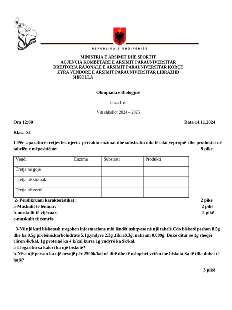 Biologji Klasa XI | PDF