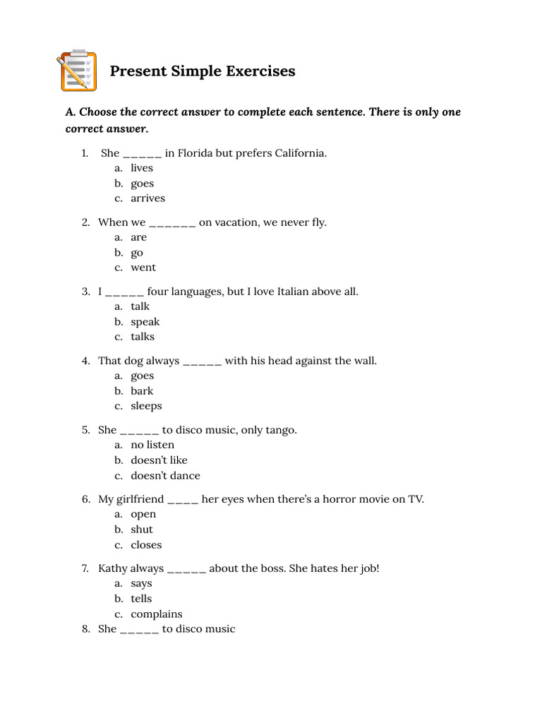1.present Simple Exercises | PDF