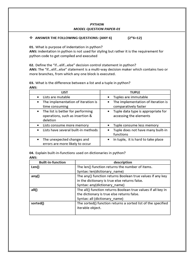 Pythonmodel Paper 01 Pdf Class Computer Programming Python 1351
