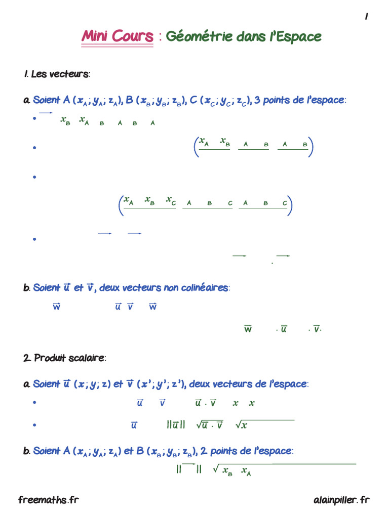 Cours Geometrie Dans L Espace Mathematiques Baccalaureat Serie S | PDF ...
