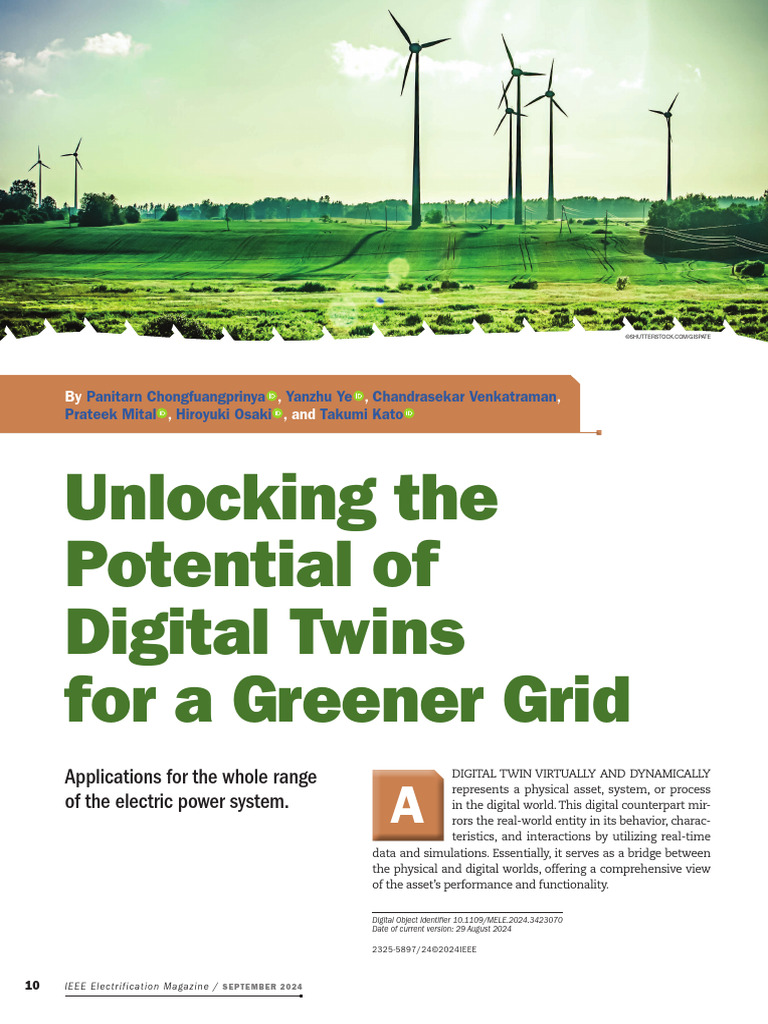 Unlocking the Potential of Digital Twins for a Greener Grid Applications for the whole range of ...