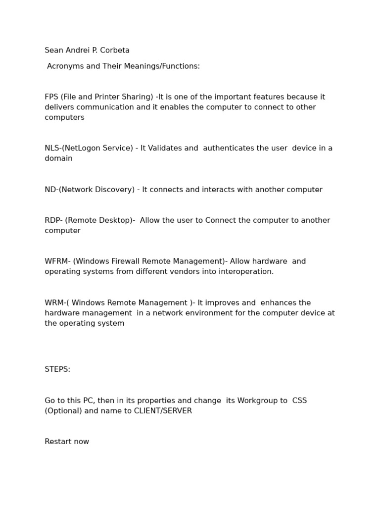 Sean Corbeta CSS | PDF | Ip Address | Computer Network