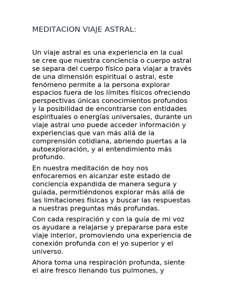 Meditacion Viaje Astral | PDF | Amor | Meditación