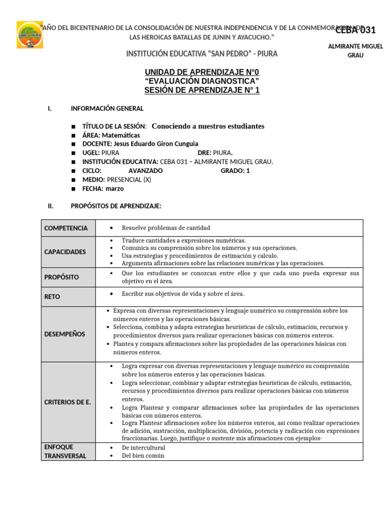 SESION N°1 | PDF | Evaluación | Maestros