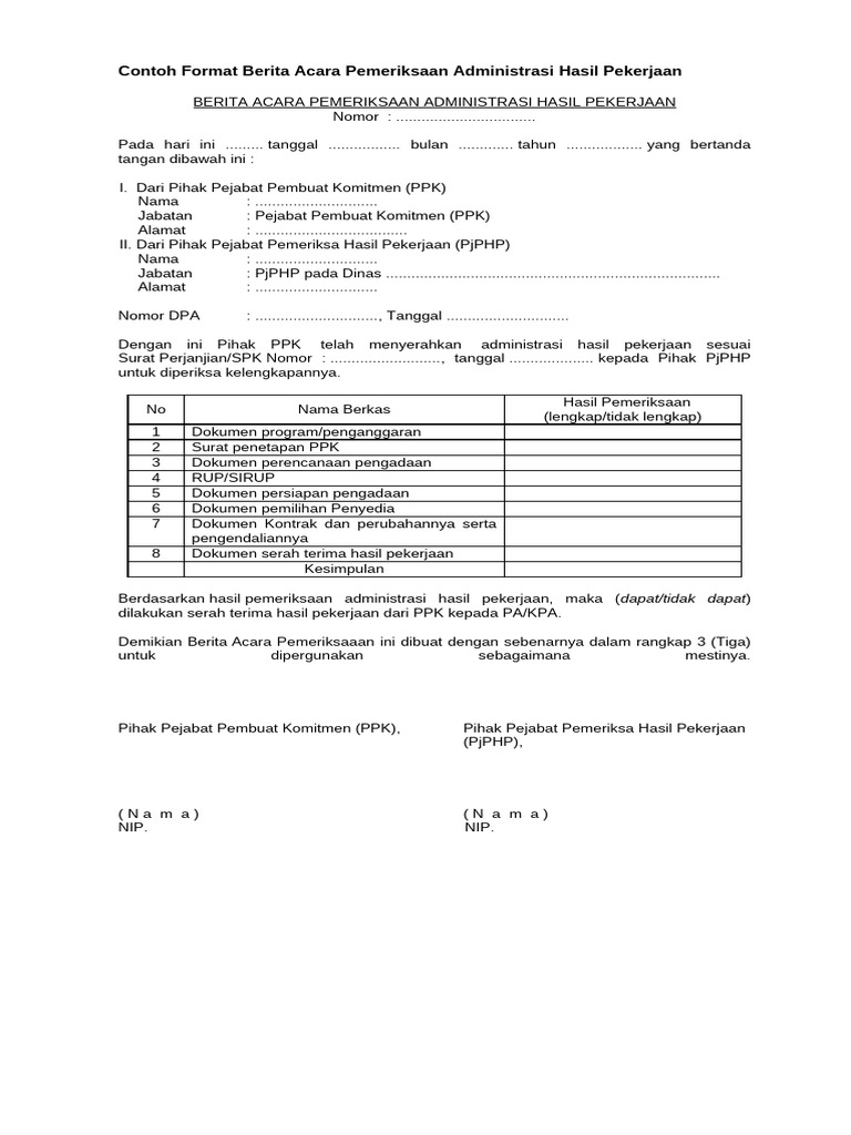 Contoh Format Berita Acara | PDF