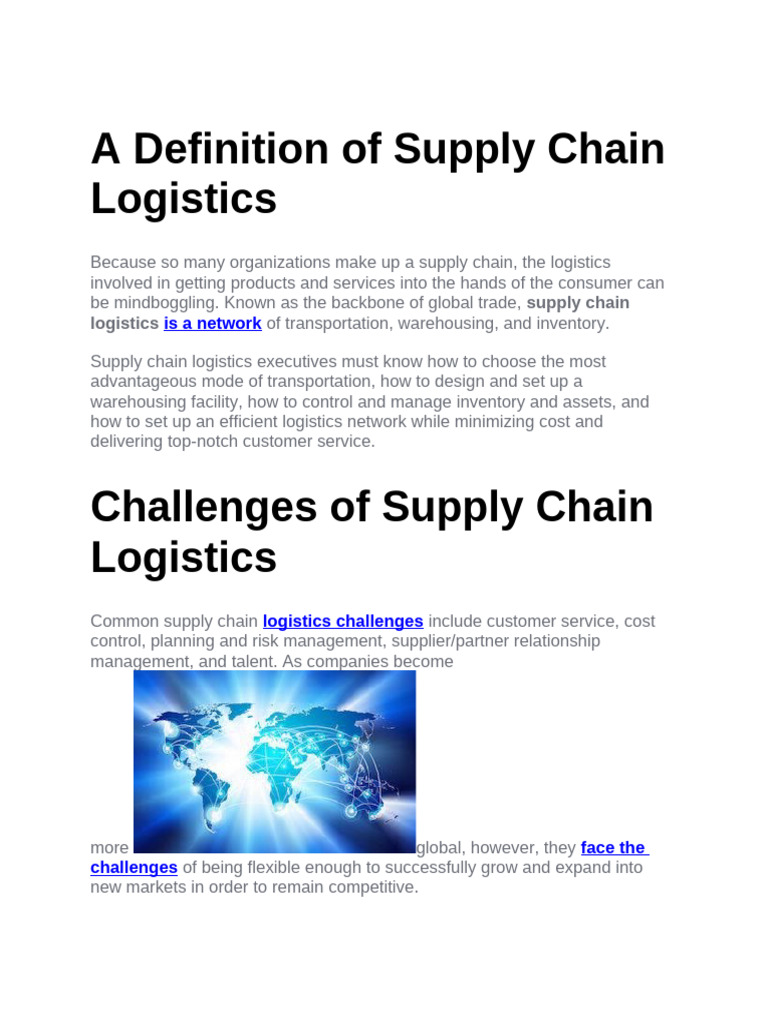 A Definition of Supply Chain Logistics | PDF | Supply Chain | Logistics