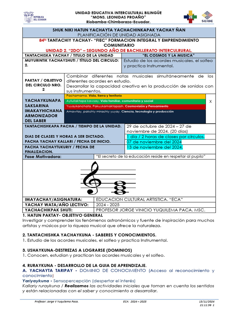 GUIA 2DO BGU ECA 84 - 2-Signed-Signed | PDF | Acorde (Música) | Ritmo