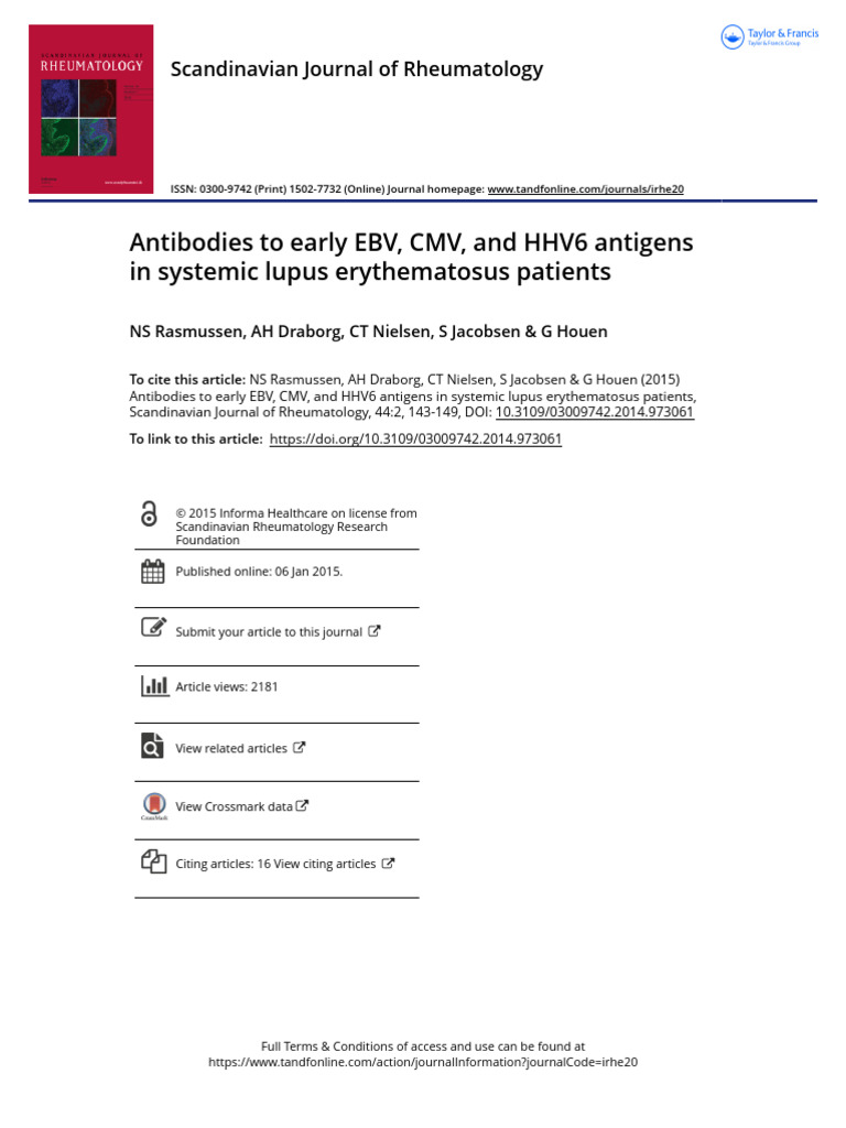 Antibodies to early EBV CMV and HHV6 antigens in systemic lupus ...