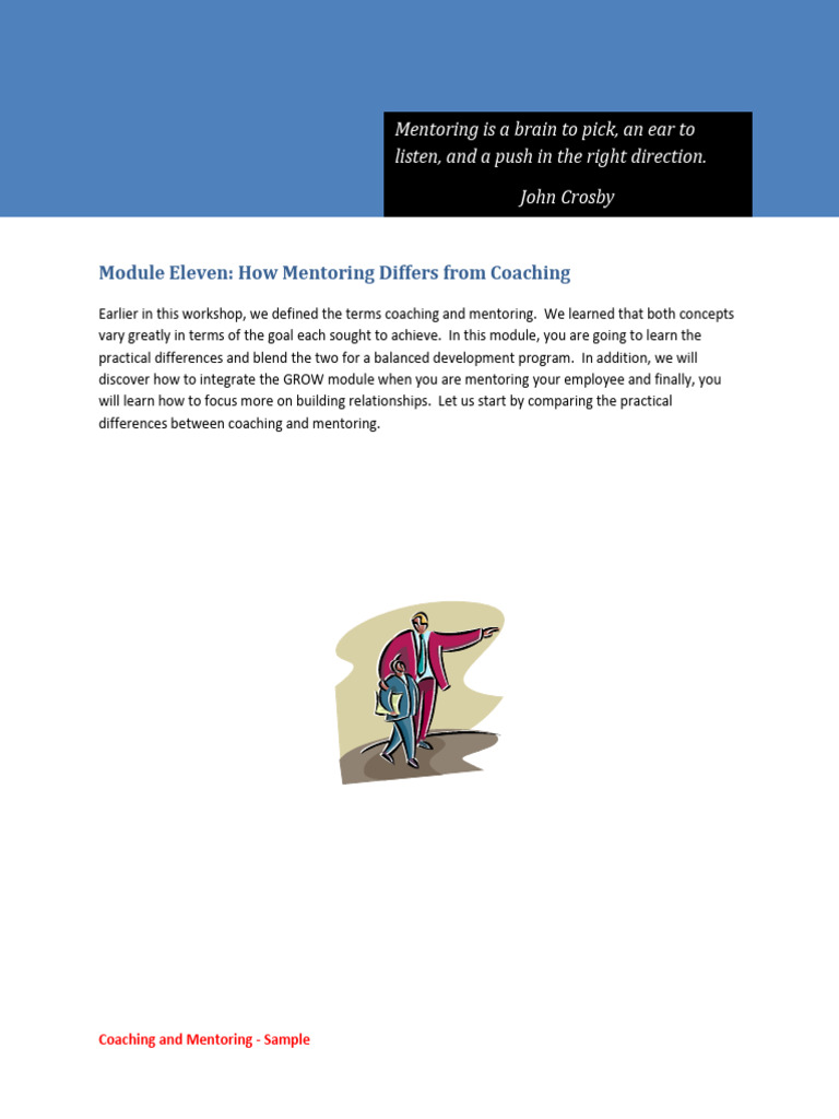 Coaching and Mentoring Sample | PDF | Mentorship | Social Psychology