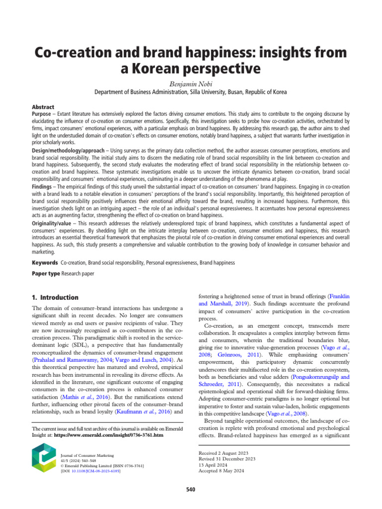 10-1108_JCM-08-2023-6185 | PDF | Brand | Corporate Social Responsibility