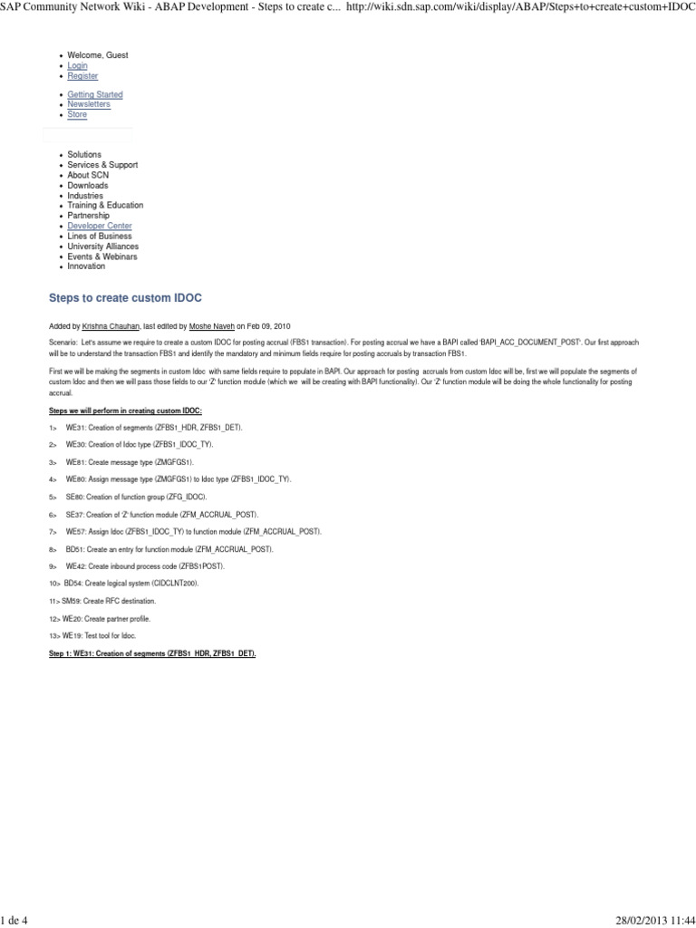 Sap Steps To Create Custom Idoc Pdf Computer Science Software 9367
