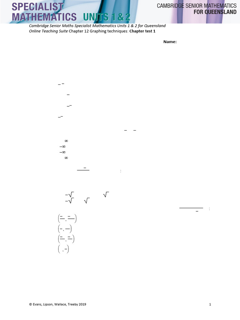 Chapter 12 Test 1 Pdf Asymptote Mathematical Relations 