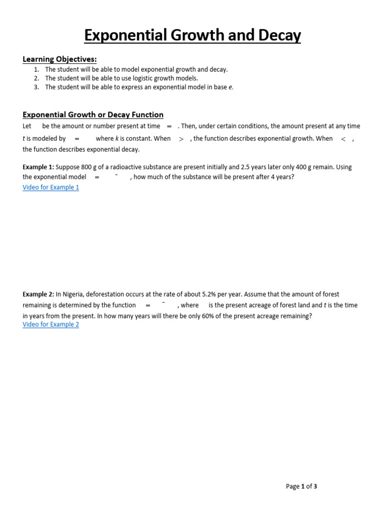 Exponential Growth and Decay Models | PDF | Radioactive Decay