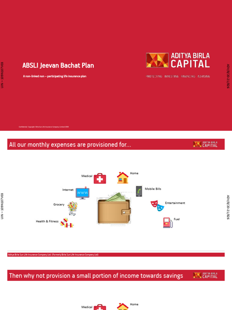 ABSLI Jeevan Bachat Plan Presentation 310dc25ac5 | PDF | Life Insurance ...