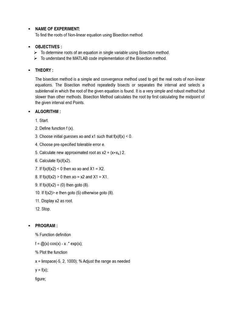 LAB REPORT NUMERICAL METHOD | PDF | Computer Programming | Algorithms ...
