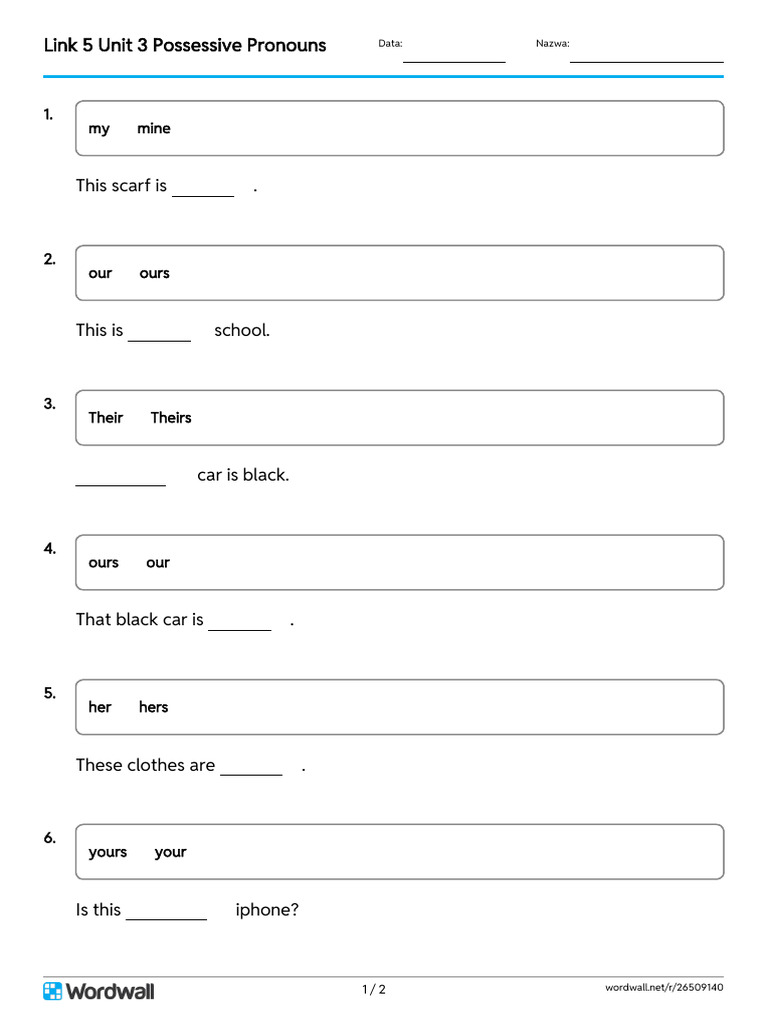 Possessive Pronouns Activity Sheets | PDF