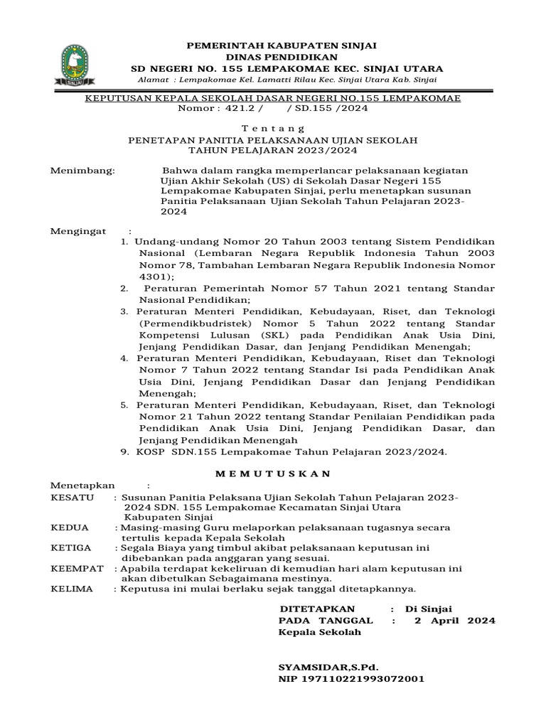 SK Panitia Pengawas Us Sdn.155 | PDF