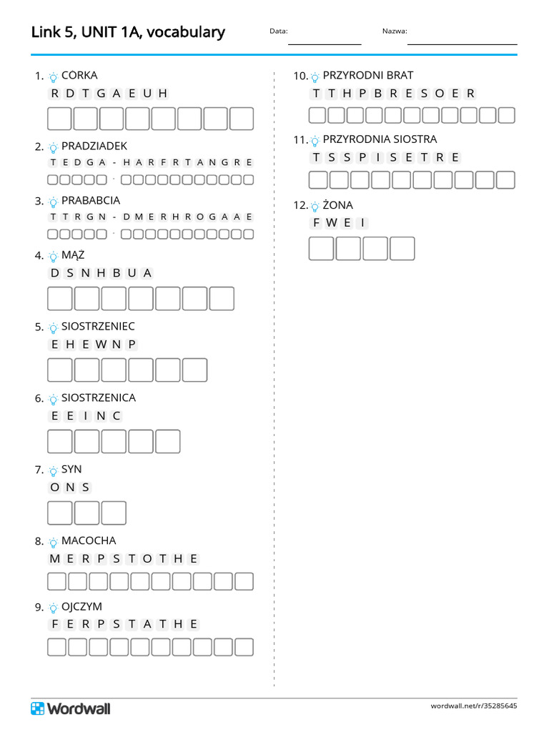 Link 5 Unit 1a Vocabulary Anagram | PDF