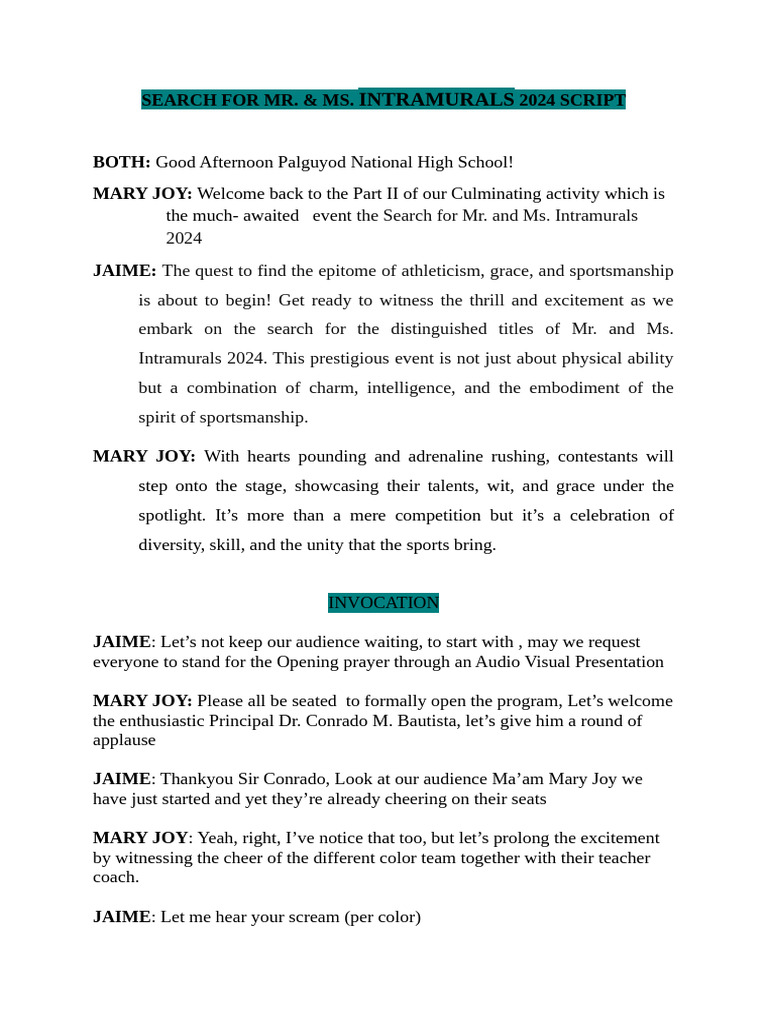 Search-For-Mr and Ms. Intrams | PDF