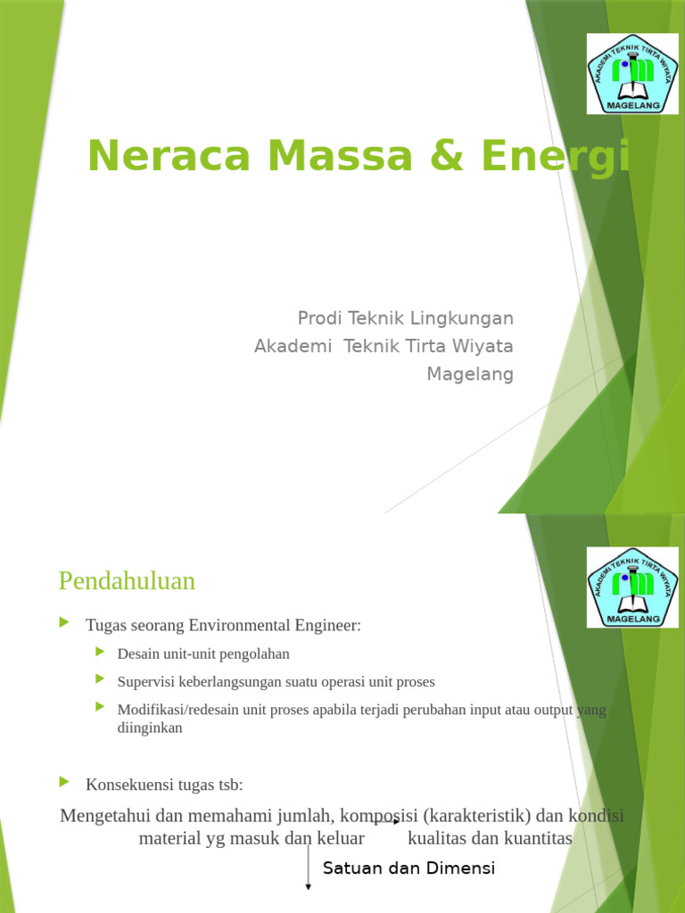 Week 2 - Neraca Massa Dan Energi | PDF