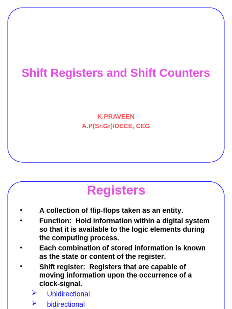Shift Registers | PDF | Electrical Engineering | Digital Electronics
