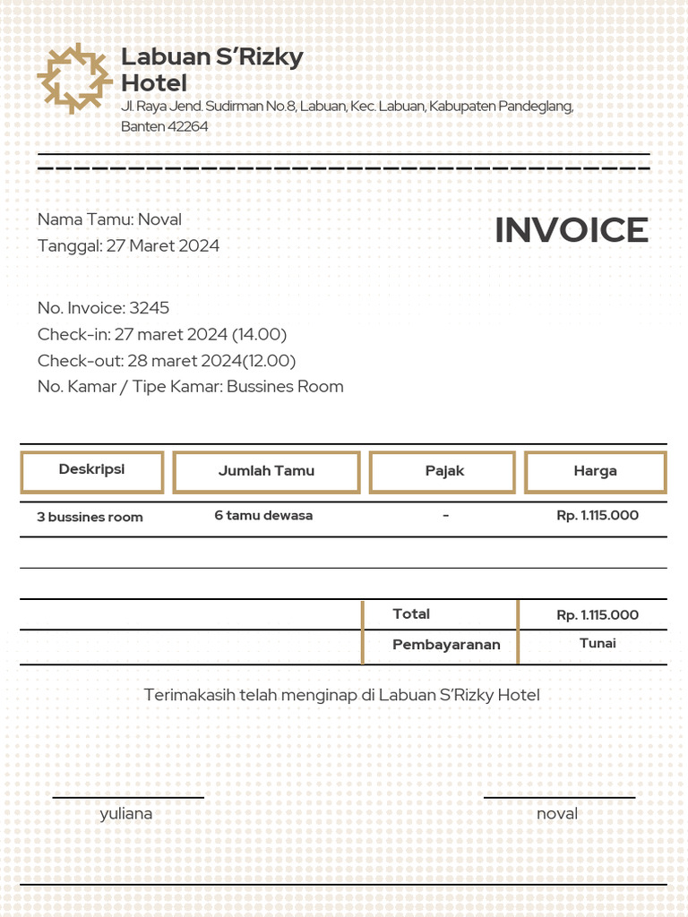 Kuning Hitam Profesional Hotel Faktur (1) | PDF