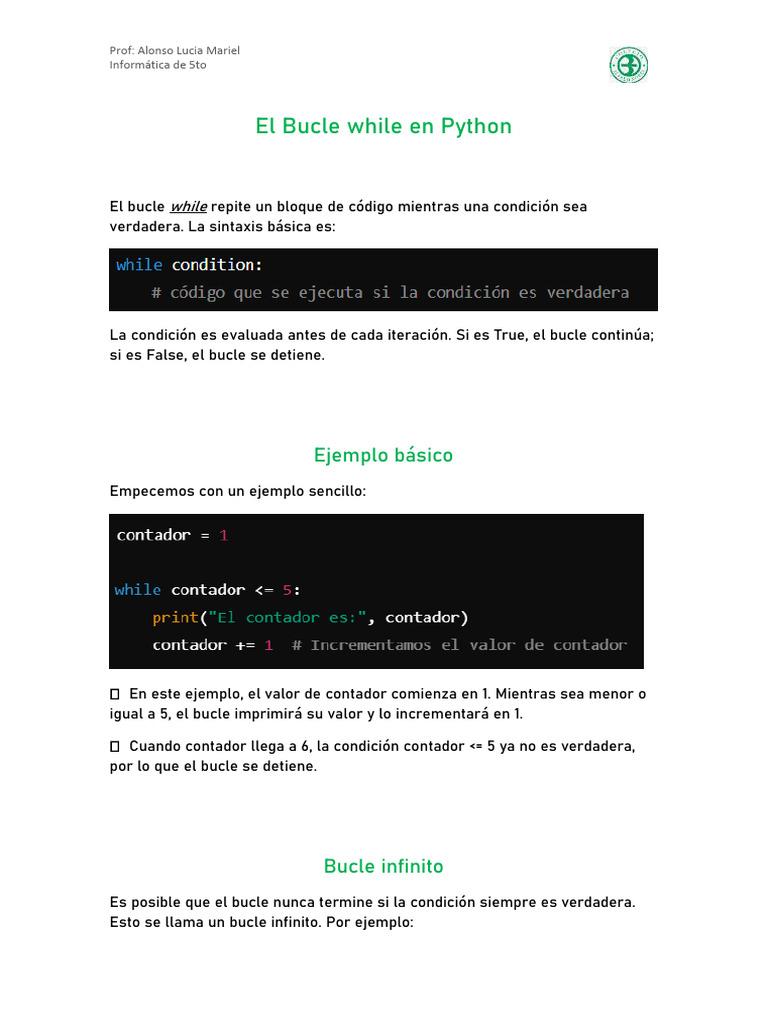 Bucle While en Python: Sintaxis y Ejemplos | PDF