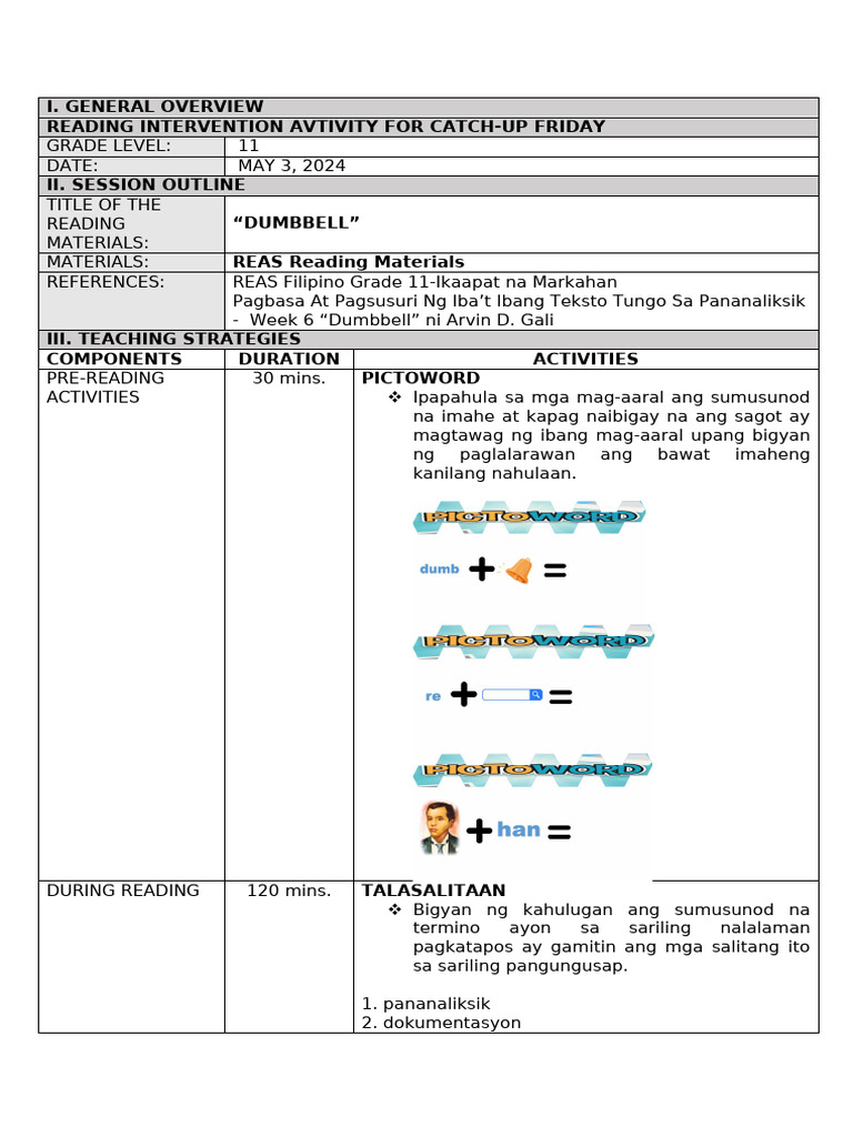 NRP May 3 Intervention Pagbasa | PDF