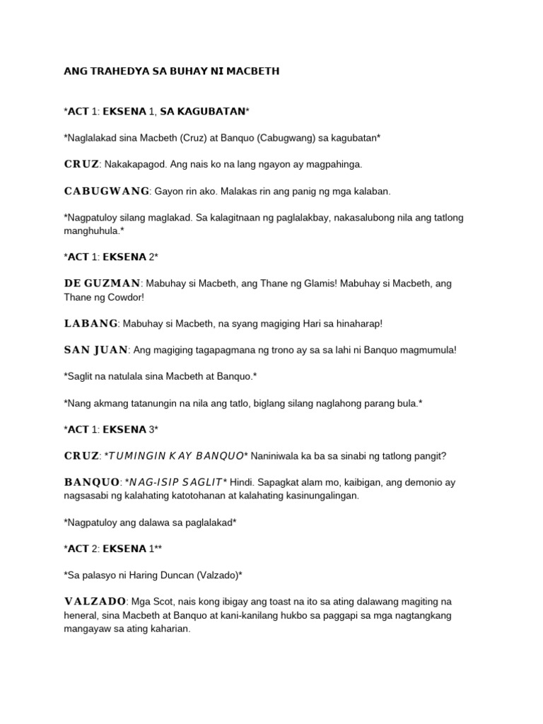 Macbeth Script | PDF